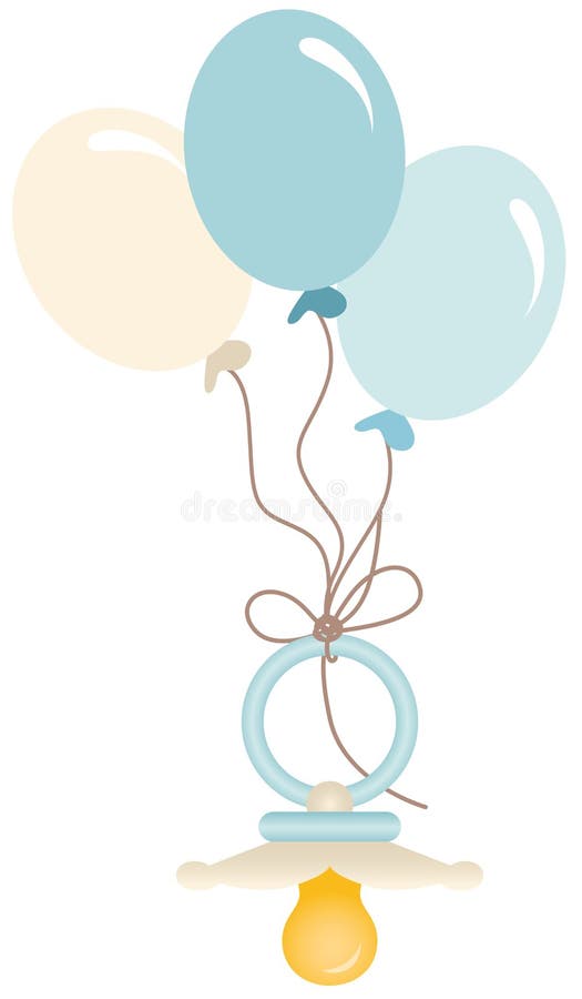 Blue Baby Pacifier with Balloons Stock Vector - Illustration of clip ...