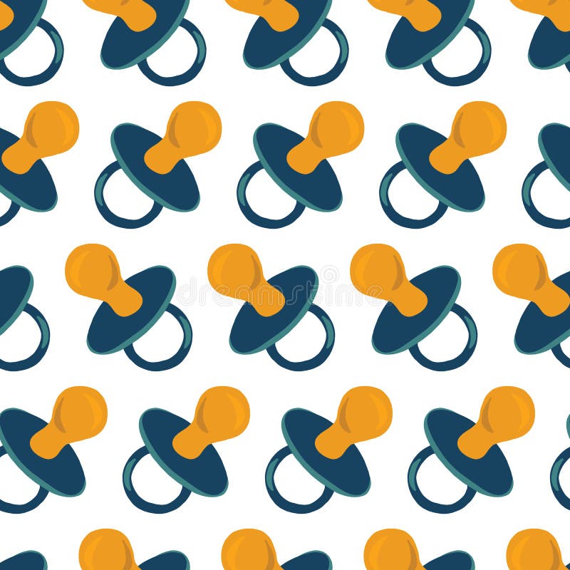 Blue Baby Pacifier Seamless Vector Pattern. Repeating Background Flat ...