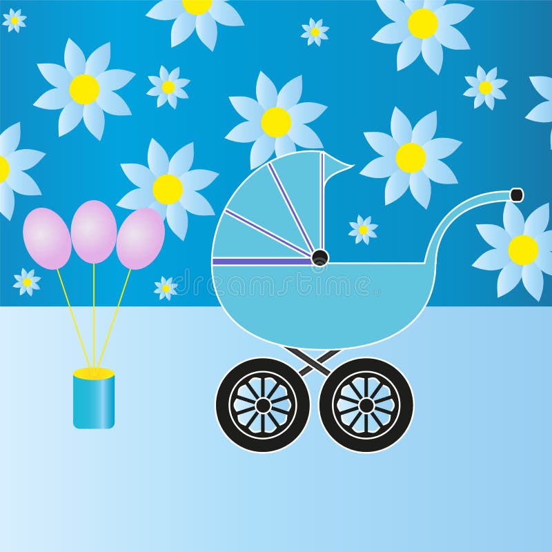 Blue baby stroller stock vector. Illustration of childhood - 25657603