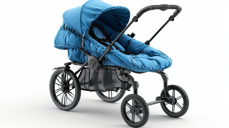 Blue Baby Stroller Isolated White Background Side View Stock Photos ...