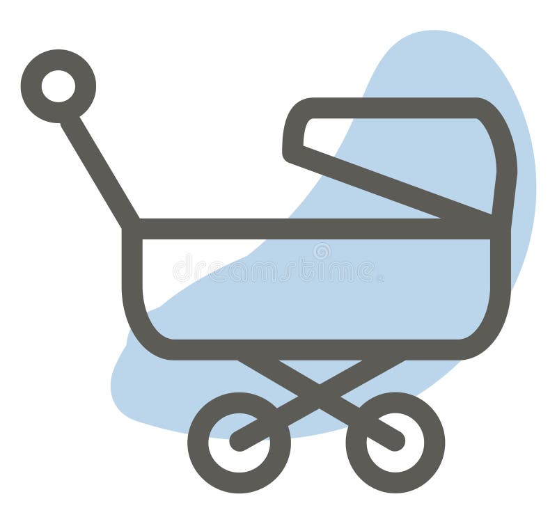 Blue baby stroller, icon stock vector. Illustration of born - 260377078