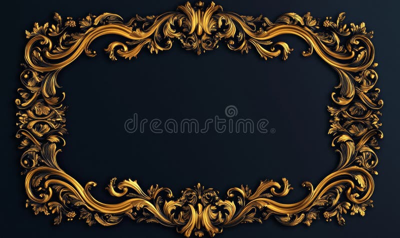 A Blue Backdrop Featuring Golden Embellishments on Both Sides, with a ...