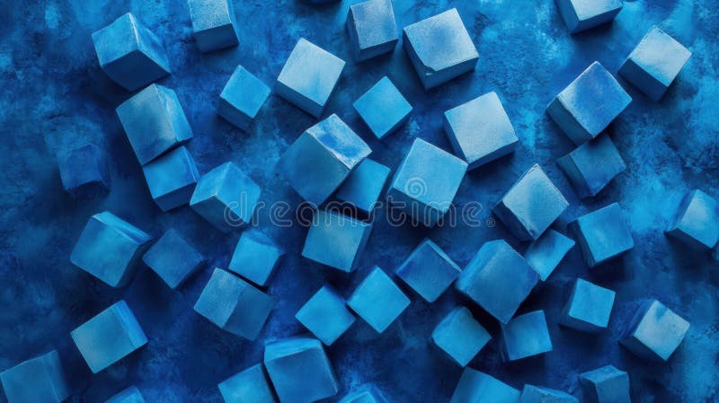 A Blue Backdrop with Various Blue Cubes of Different Sizes Stock ...