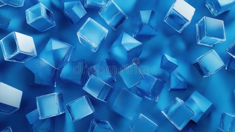 A Blue Backdrop with Various Blue Cubes of Different Sizes Stock ...