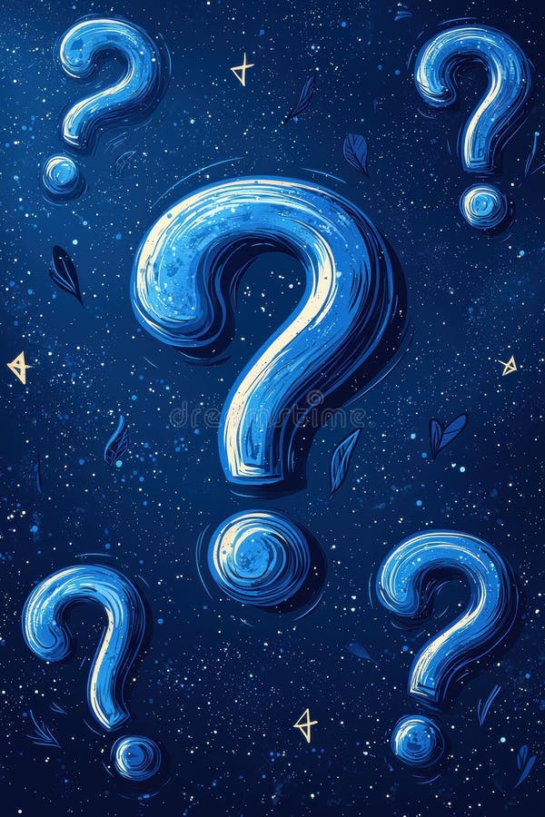 Blue Background with Abstract White Question Marks Illustration Stock ...