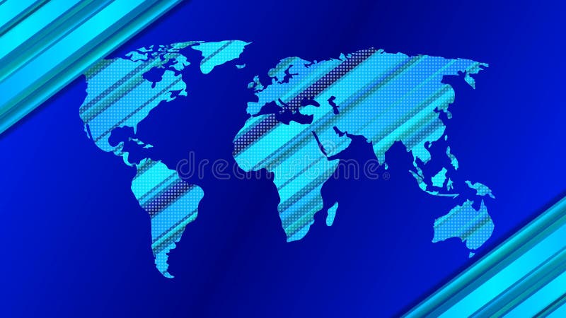 Blue Background Animation with World Map and Moving Strips Stock ...