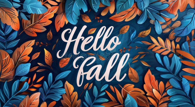 Hello Fall Leaves Illustration Stock Photo - Image of nature ...