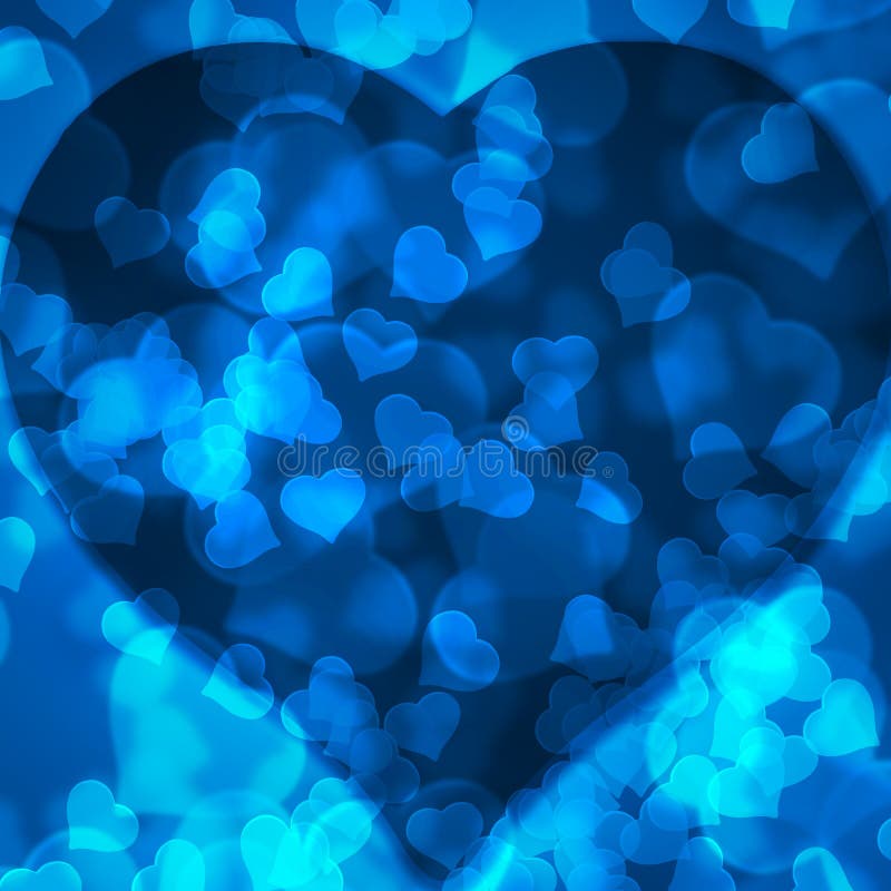 Blue Background Blurred Lights Heart Stock Illustration - Illustration ...