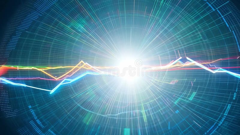 Abstract Blue Background with Light Lines and Data Visualization Stock ...
