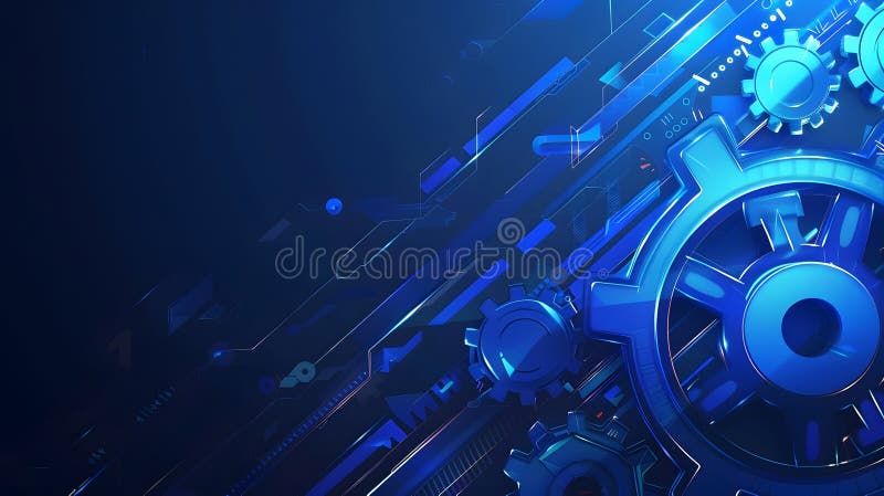 A Blue Background with a Bunch of Gears on it Stock Illustration ...
