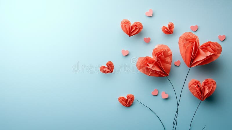 A Blue Background with a Bunch of Red Hearts Stock Illustration ...