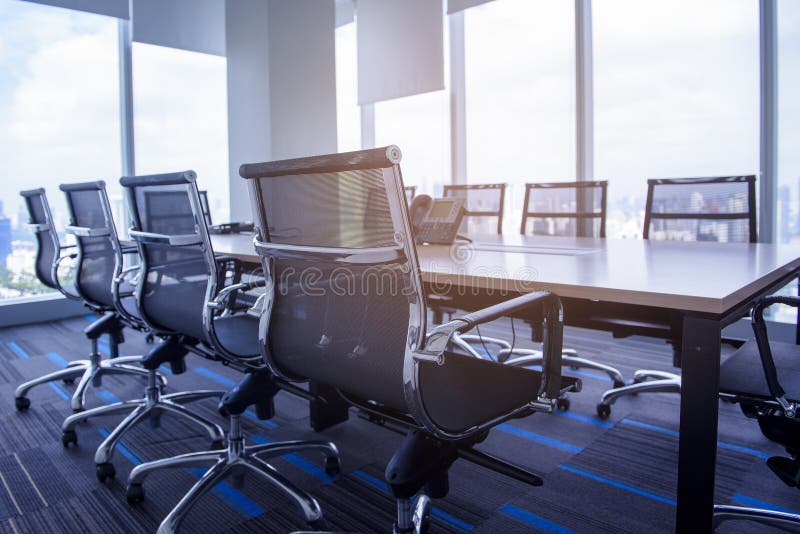 Blue Background of Business Conference Room or Meeting Room Stock Photo ...