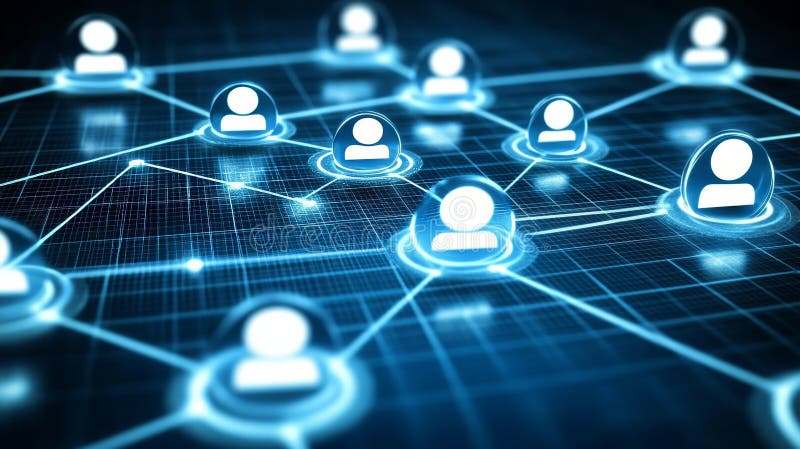 On a Blue Background, a Business Connection and Social Network are ...