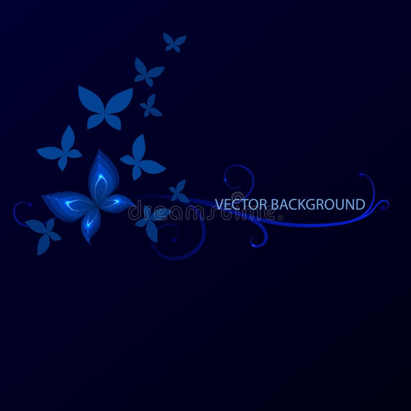 Blue Background with Butterflies, Vector Stock Vector - Illustration of ...