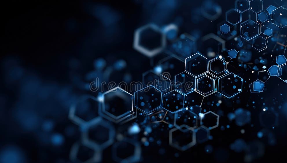 A Blue Background with a Captivating Hexagon Pattern and Dots Stock ...