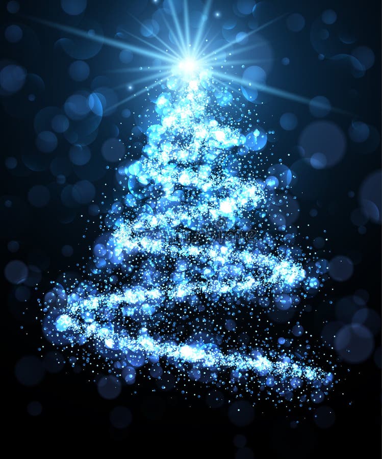 Blue Background with Christmas Tree. Stock Vector - Illustration of ...