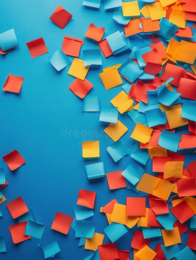 A Blue Background with Colorful Sticky Notes Scattered Across the ...