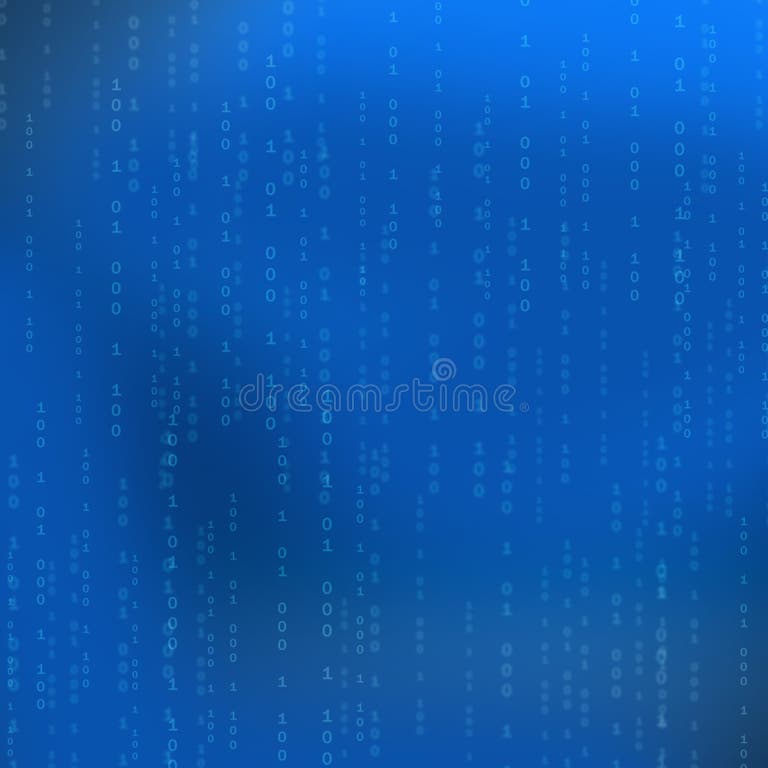 Blue Background with Computer Binary Code Listing Stock Illustration - Illustration of script ...