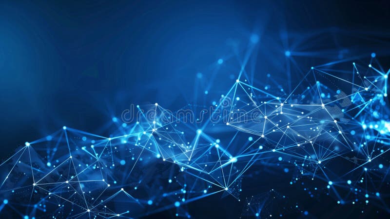 Blue Background with Connected Light Blue Dots Forming a Network Stock ...