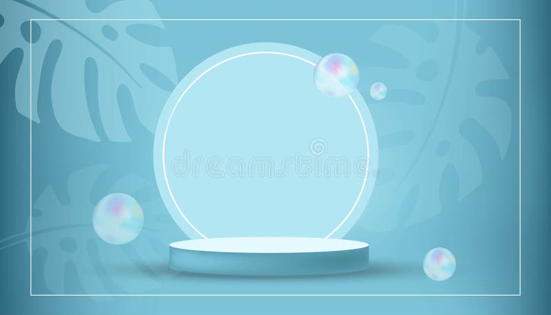 Blue Background with Cylinder Podium for Object or Label. Abstract ...