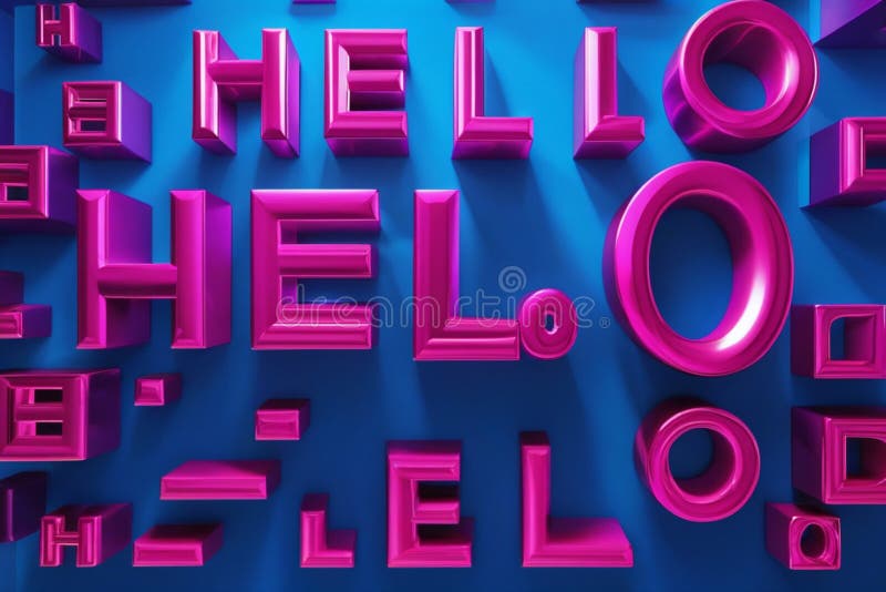 On a Blue Background 3D Inscription Hello in Pink Stock Illustration ...