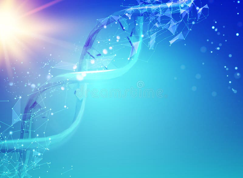 Blue background with DNA. stock vector. Illustration of line - 71526451