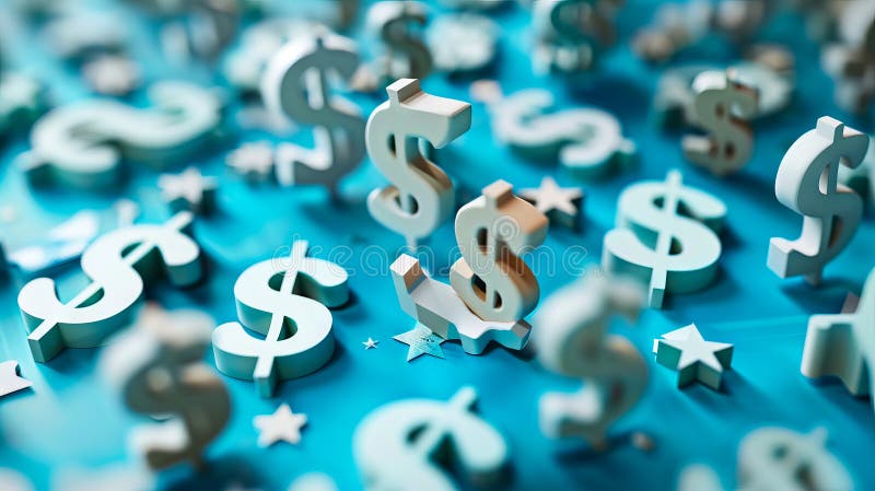A Blue Background with Dollar Signs and Stars Stock Illustration ...