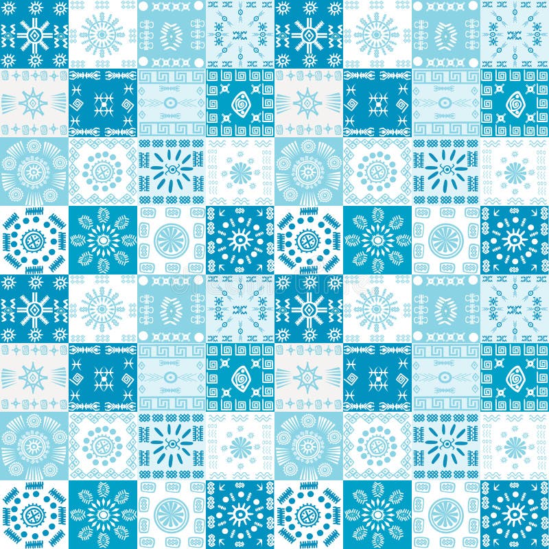 Blue Background with Ethnic Motifs Stock Vector - Illustration of ...