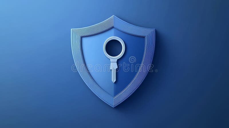 A Blue Background Features a Geometric Shield with a Keyhole in Its ...