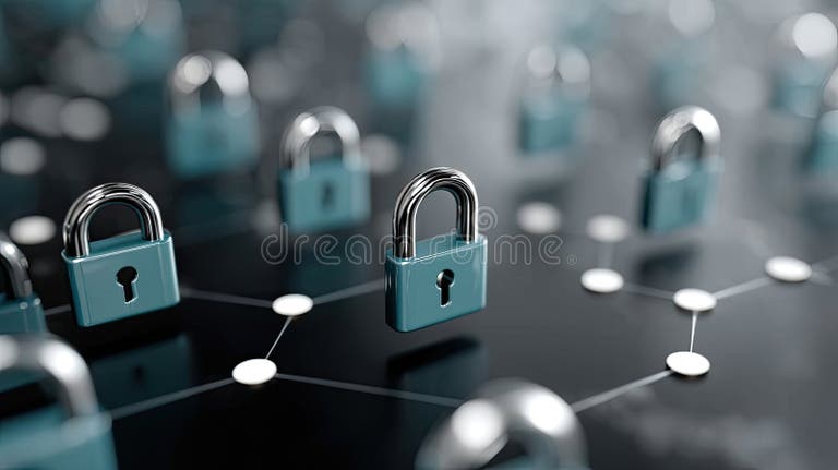 Blue Background Features Padlock Icons and Binary Code, Highlighting the Importance of Data ...