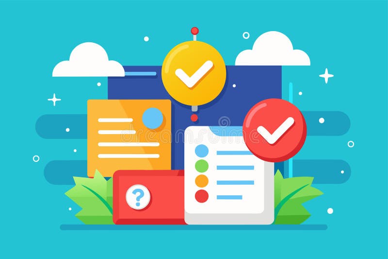 A Blue Background Featuring Two Check Marks, Symbolizing Completion or ...