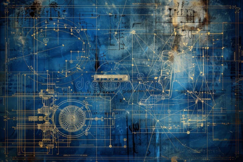 A Blue Background Filled with Intricate Lines and Dots Forming a ...