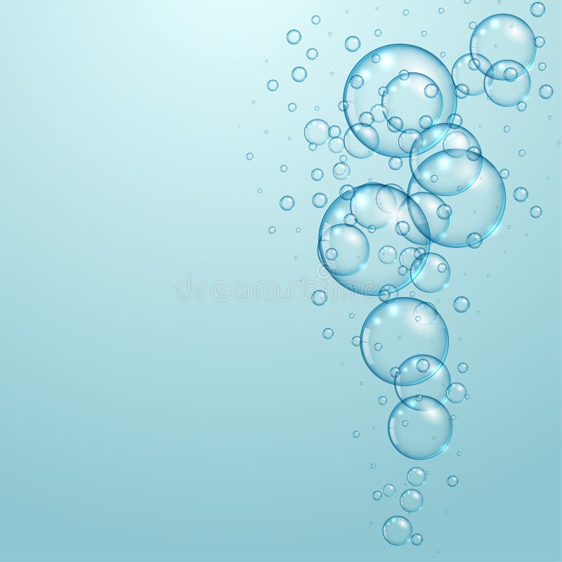 Blue Background with Floating Water Bubbles Design Stock Vector ...