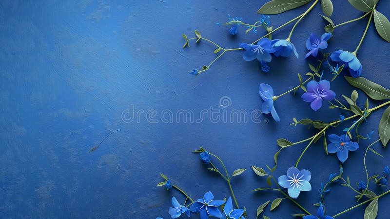 A Blue Background with Flowers on it Stock Illustration - Illustration ...