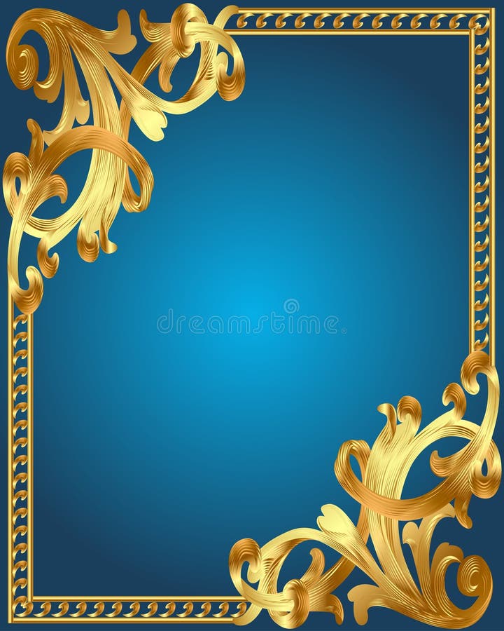 Blue Background Frame with Gold(en) Stock Vector - Illustration of ...