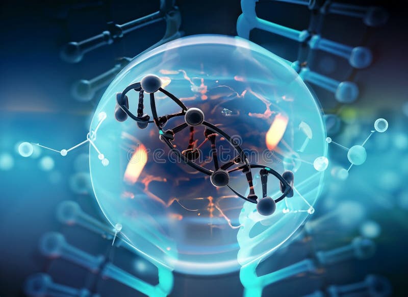 Blue Background with Genetic Design Stock Illustration - Illustration ...