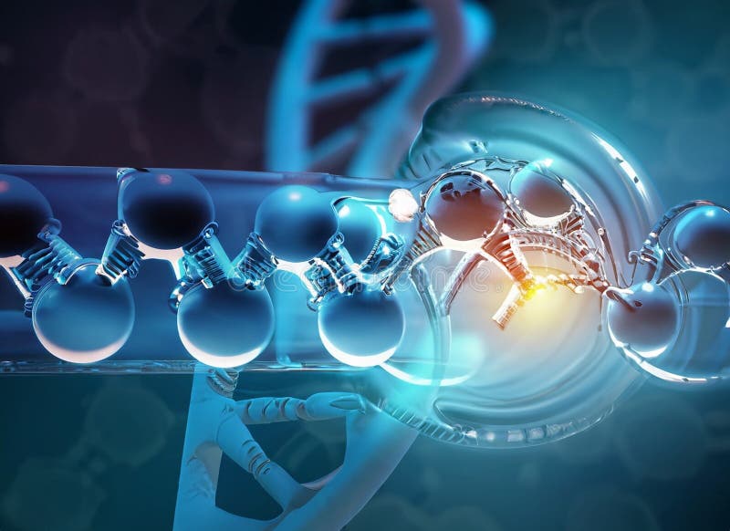 Blue Background with Genetic Design Stock Illustration - Illustration ...