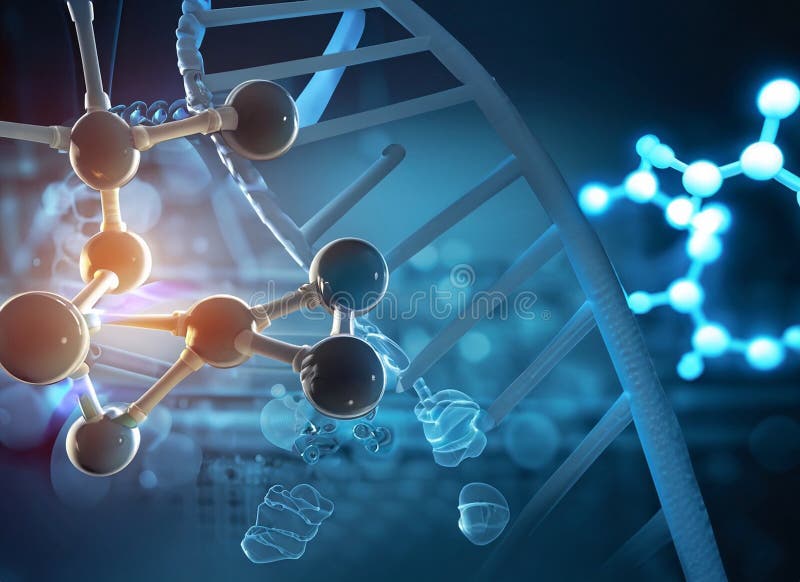 Blue Background with Genetic Design Stock Illustration - Illustration ...