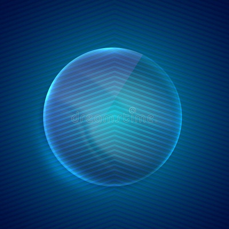 Blue Background with a Glass Transparent Sphere. Stock Illustration ...