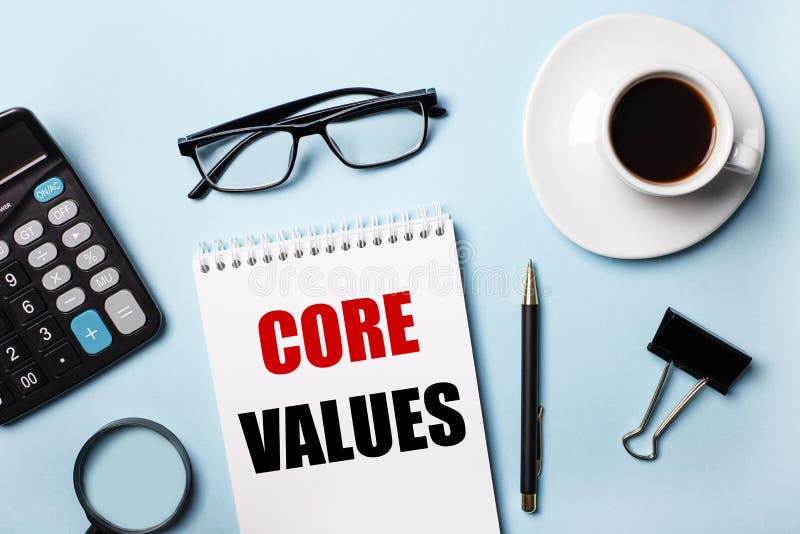 On a Blue Background, Glasses, Calculator, Coffee, Magnifier, Pen and ...