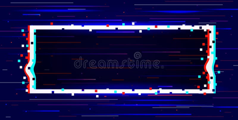 Blue Background with Glitch Effect with Frame. Technological Error. Cyber Dynamic Distortion ...