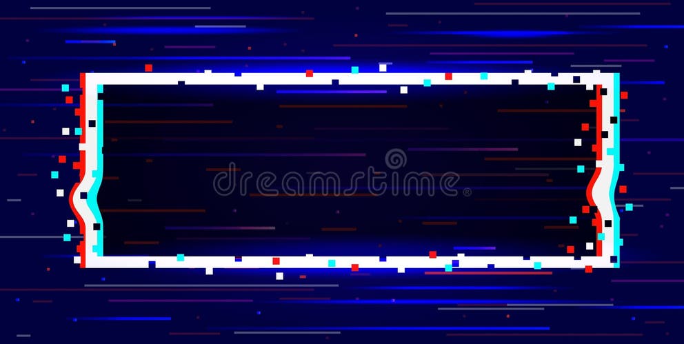 Blue Background with Glitch Effect with Frame. Technological Error ...