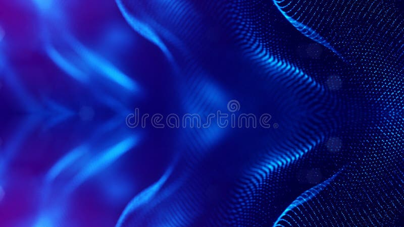 Blue Background of Glowing Particles with Depth of Field and Bokeh As ...