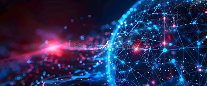 Blue Background with Glowing Pink and Blue Connections Forming the ...