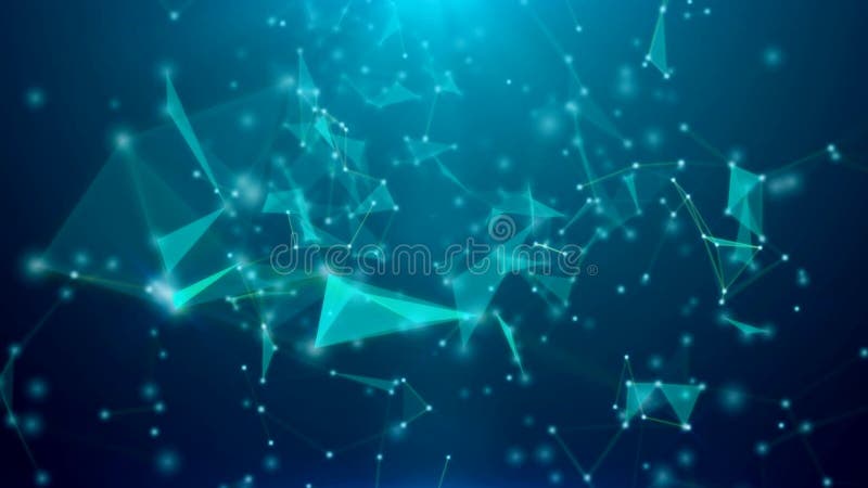 Blue Background, Glowing Triangles and Particles, Full Screen Stock ...