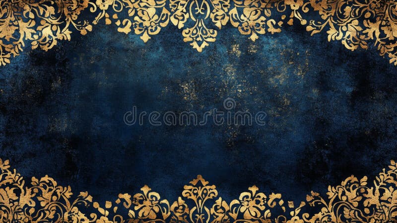Blue Background with Gold Ornamental Border Stock Illustration ...