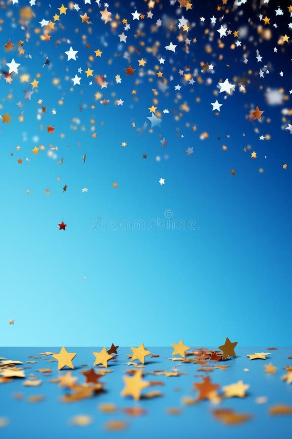 Blue Background with Gold and Silver Stars Falling Generated Using AI ...