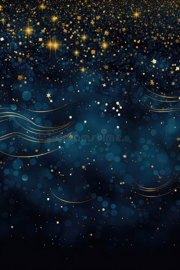A Blue Background with Gold Stars and Waves Stock Illustration ...