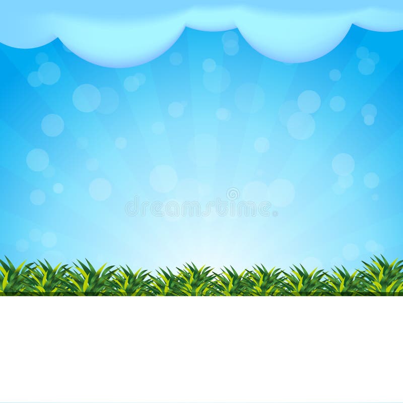 Blue Background with Grass Element Stock Vector - Illustration of light ...