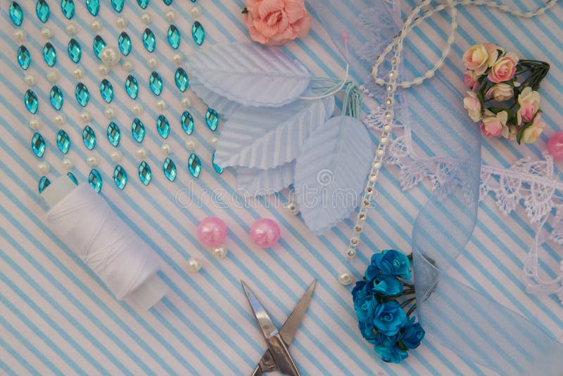 The Blue Background Handmade Stock Photo - Image of closeup, decoration ...